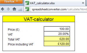 Create a simple VAT calculator - Spreadhseet Converter